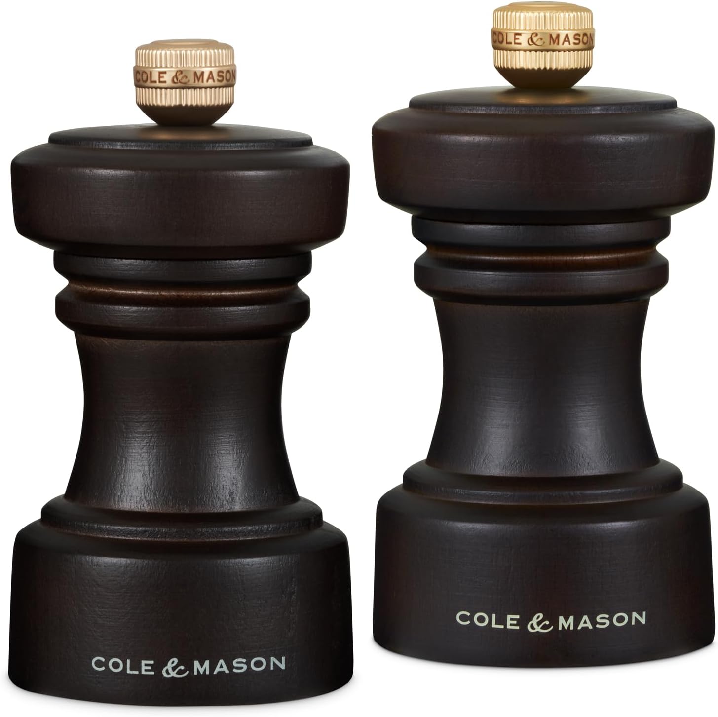 Cole & Mason Hoxton Chocolate Wood Salt and Pepper Mill Set, Adjustable Grind Precision+ Carbon ...