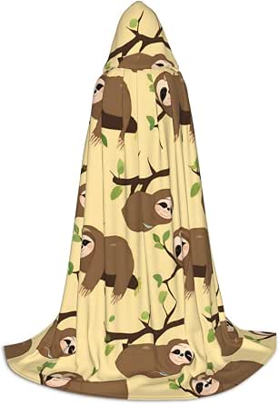 Amazon.com: quopvn Cute Sloths On Yellow Lemons Print Hooded Cloak ...