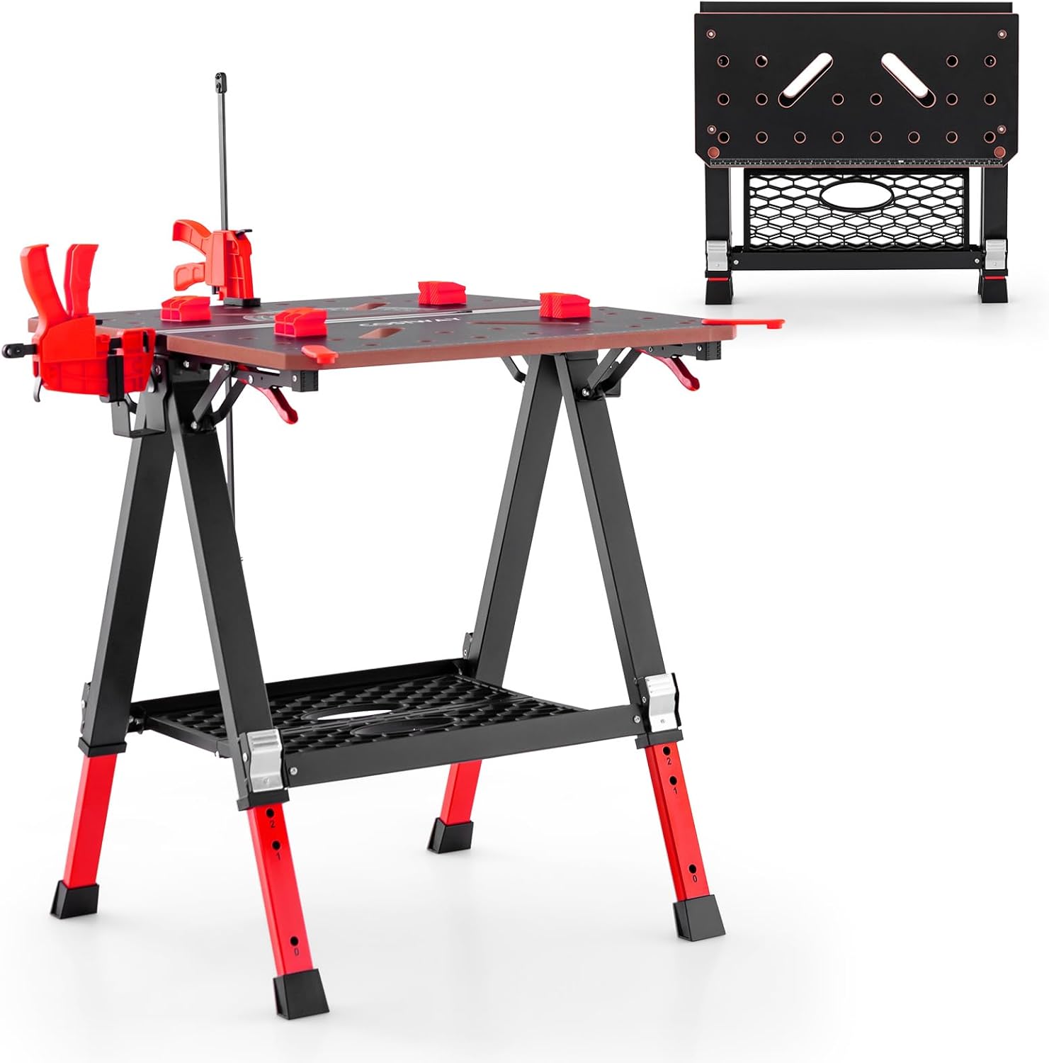 TANGZON Folding Workbench, Height Adjustable Flip-Top Work Bench Saw ...