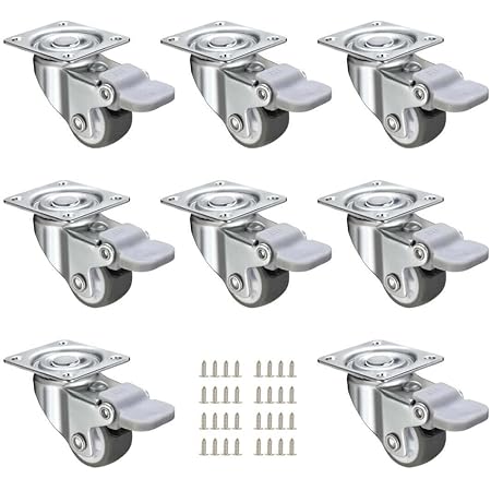Amazon.com: bayite 4 Pack 1" Low Profile Casters Wheels Soft Rubber ...