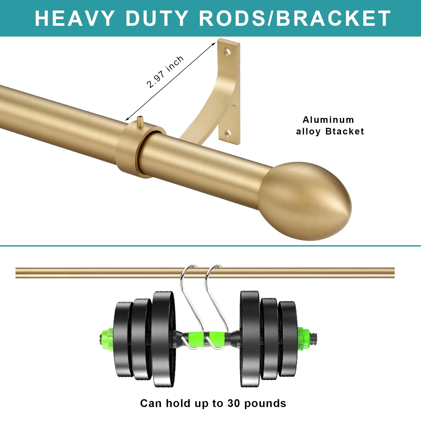 Snapklik.com : Splicing Curtain Rods For Windows 16-56 Inchs,1 Inch ...