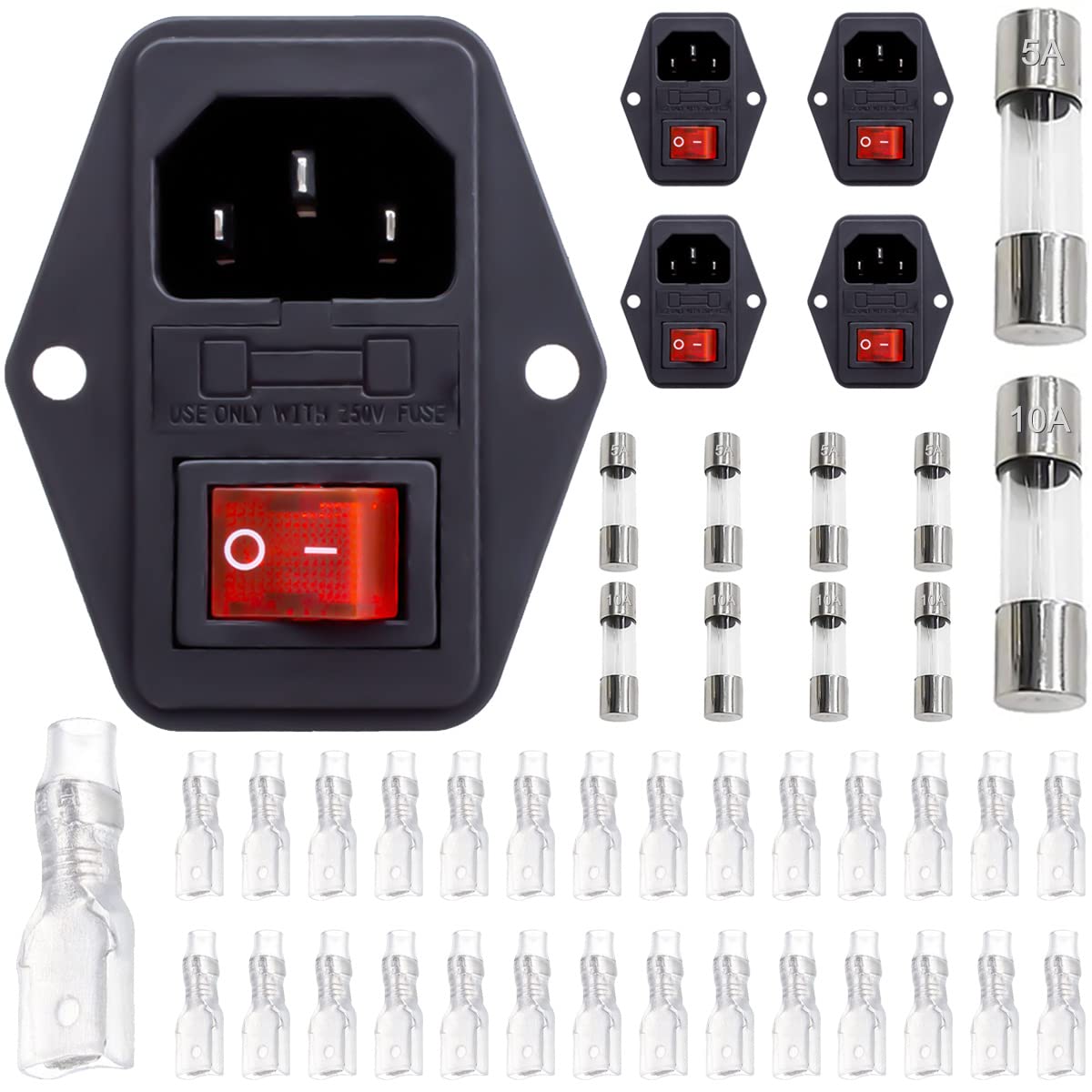 DAOKAI Module Plug,Adapter Power Connector,3 Pin IEC320 C14 AC 250V 10A ...