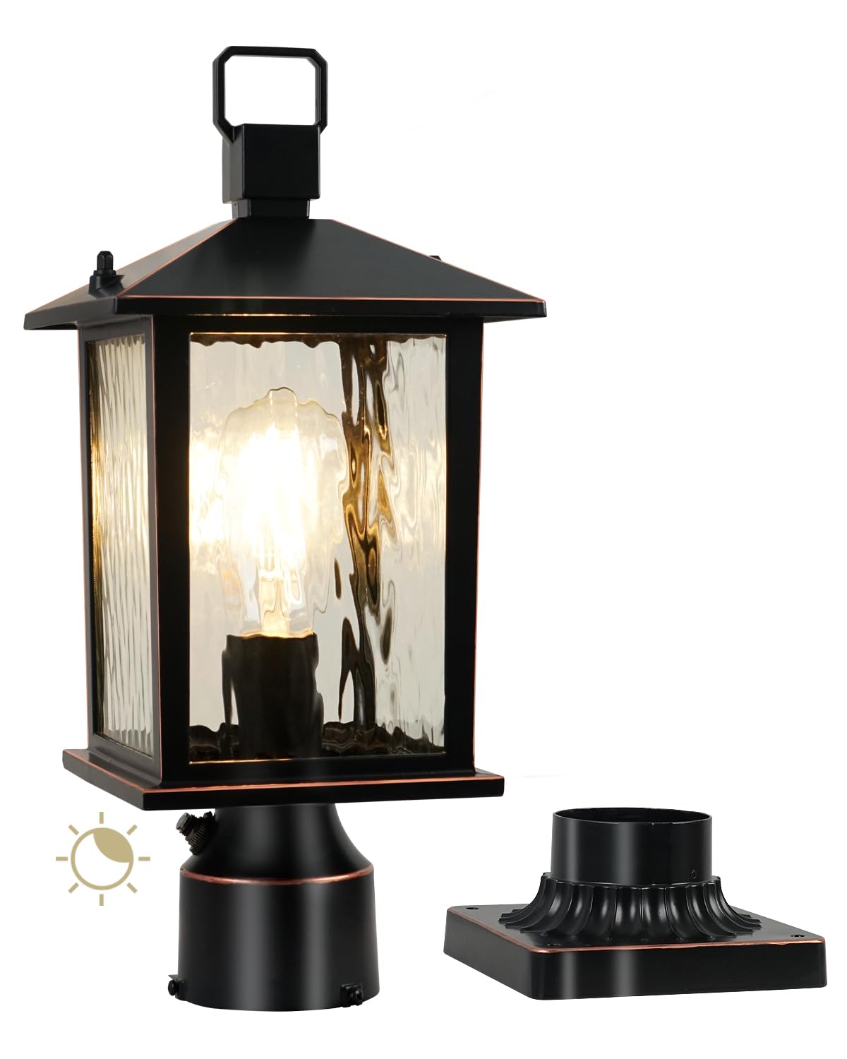 ZILLSEA Dusk to Dawn Outdoor Post Light, Hardwired Oil-Rubbed Bronze ...