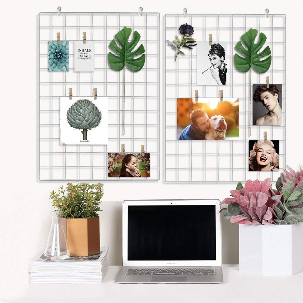Wall Grid Panel Photo Wall Set of 2, Multifunctional Wire Panel Board ...
