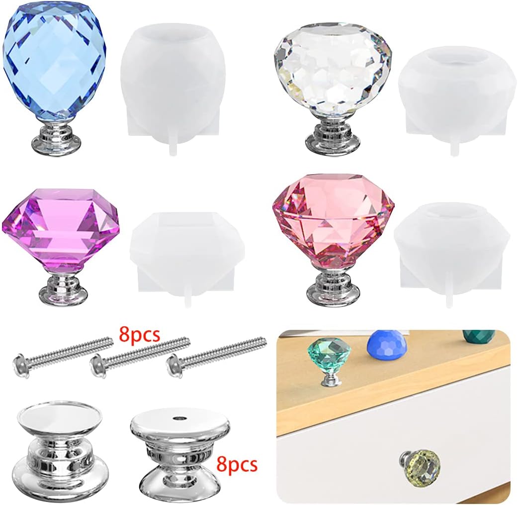 Amazon.com: Koonafy 4 Pcs Drawer Knob Silicone Mold, Crystal Silicone ...