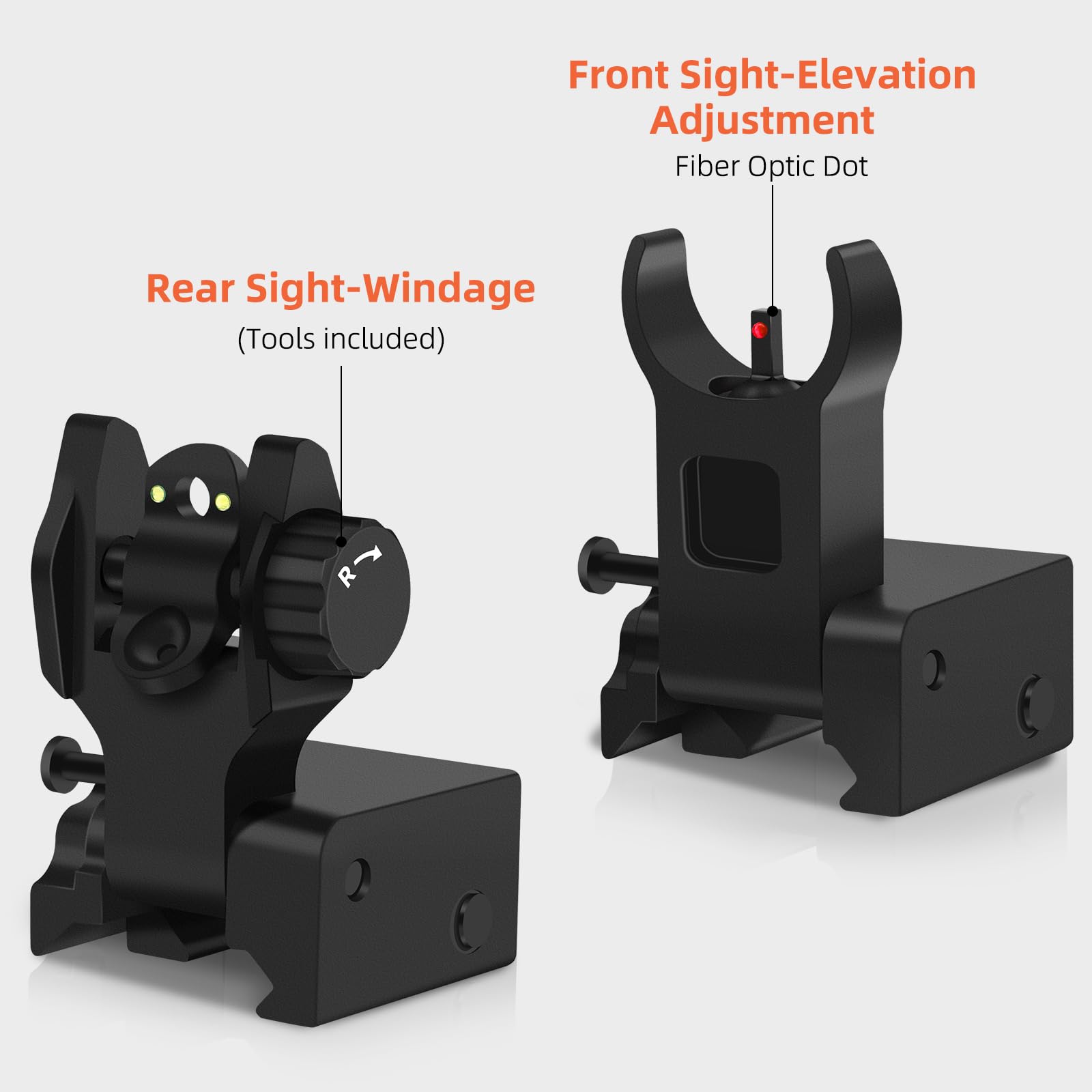 Snapklik.com : Fiber Optic Iron Sights, Flip Up Front And Rear Backup ...