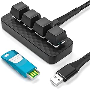Amazon.com: READYXIO One-Handed Macro Keyboard Programmable, 4 Key Macro Keypad Mechanical ...