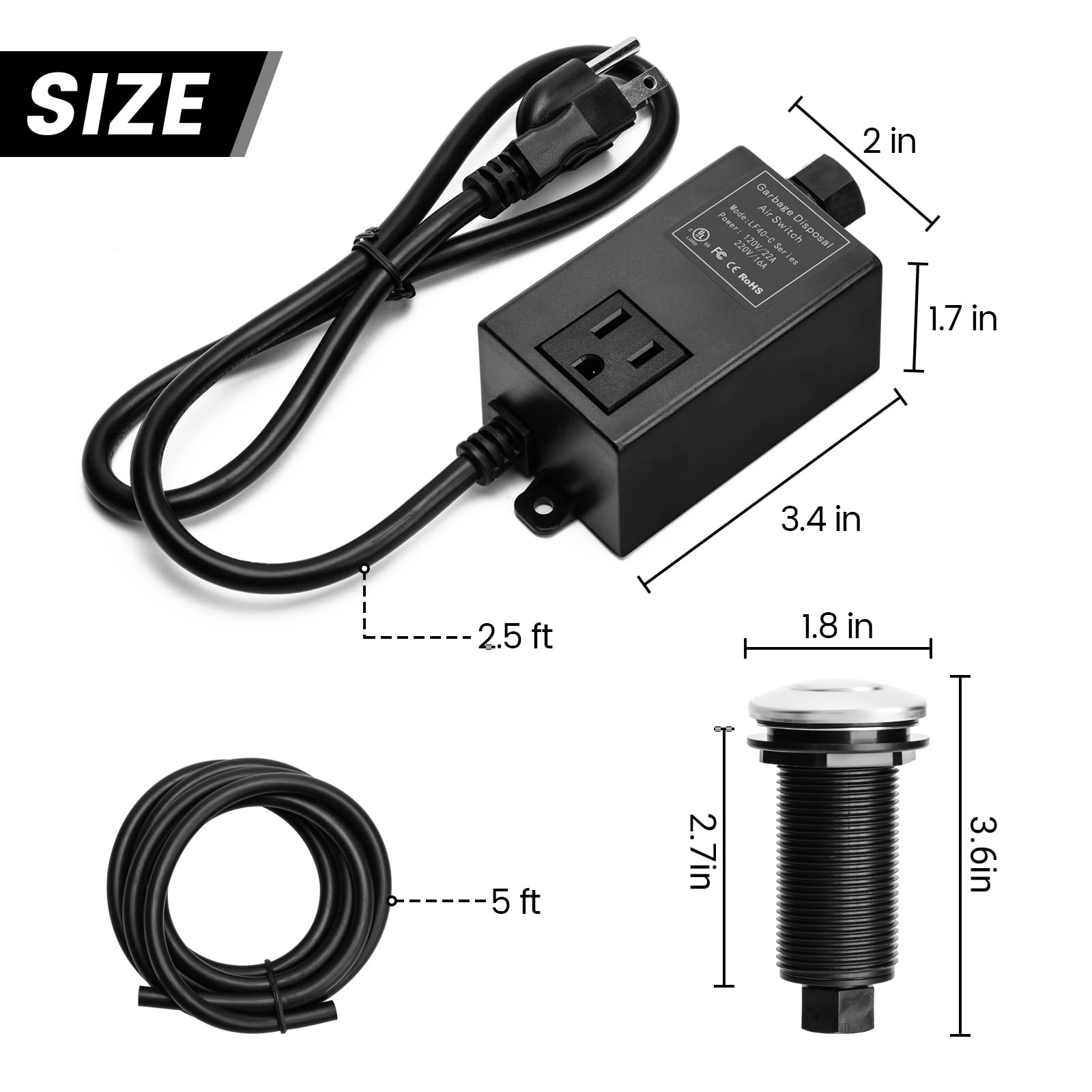 Snapklik.com : Garbage Disposal Air Switch Kit For SinkTop Waste Disposal