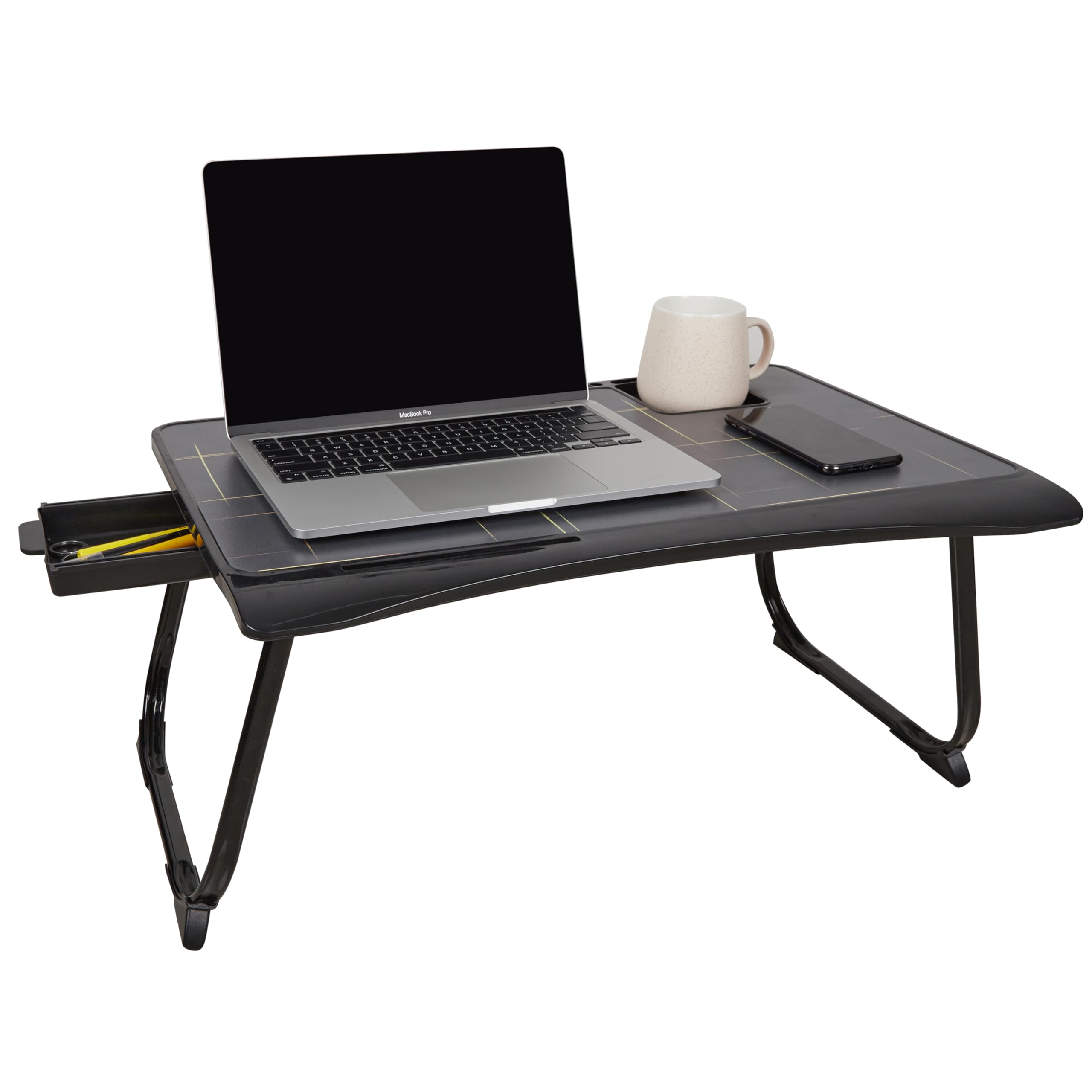 GoRogue Wooden Folding Laptop/Study Table for Bed with Drawer, Tablet ...