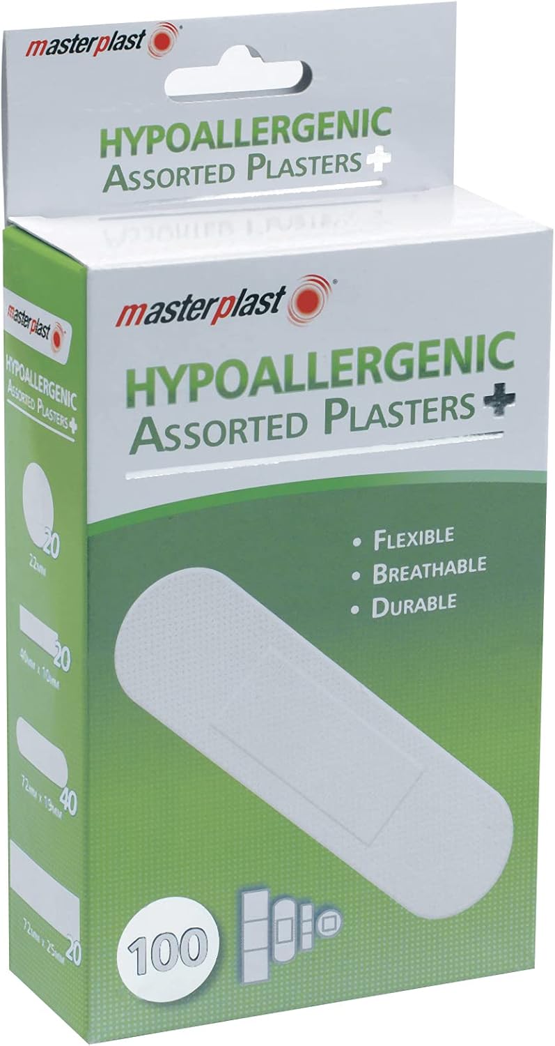 Masterplast Hypoallergenic Plasters, Flexible, Durable, White, 100 ...