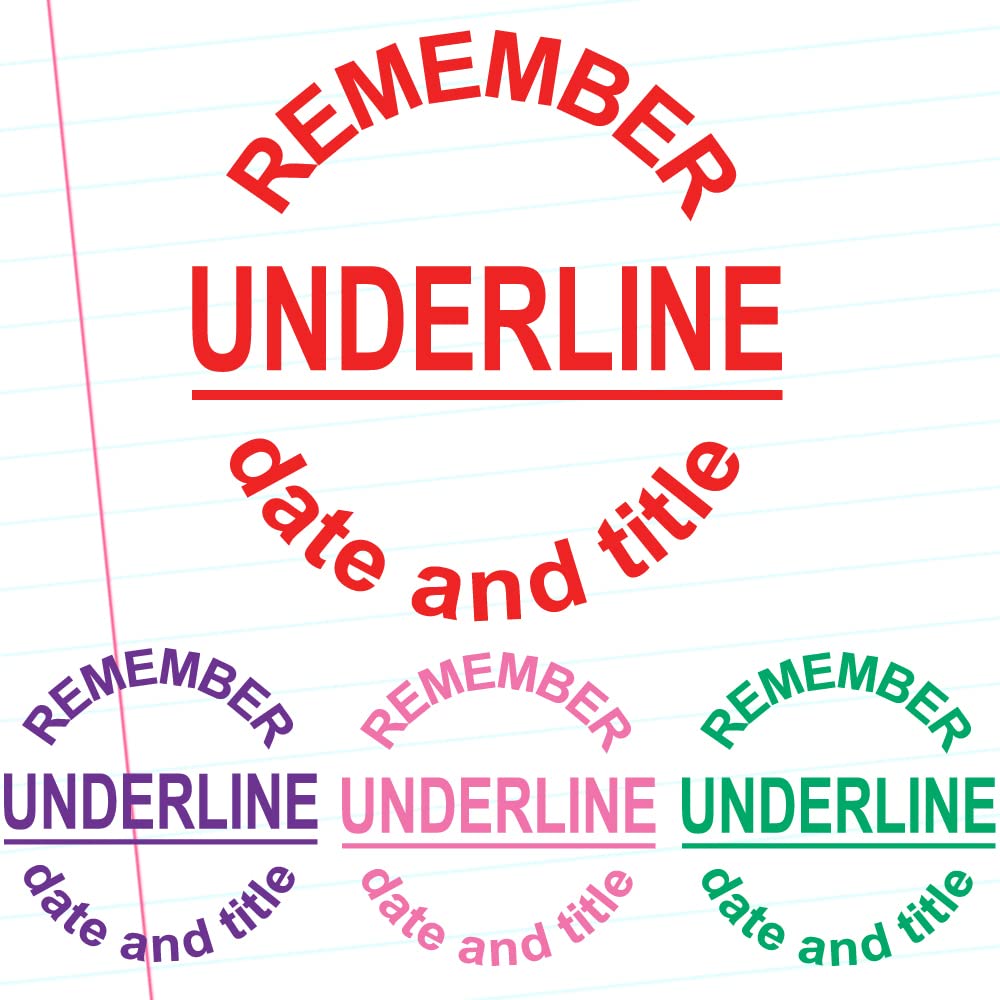 Remember Underline Date and Title Teacher Stamp. Reinkable. 22mm Image ...
