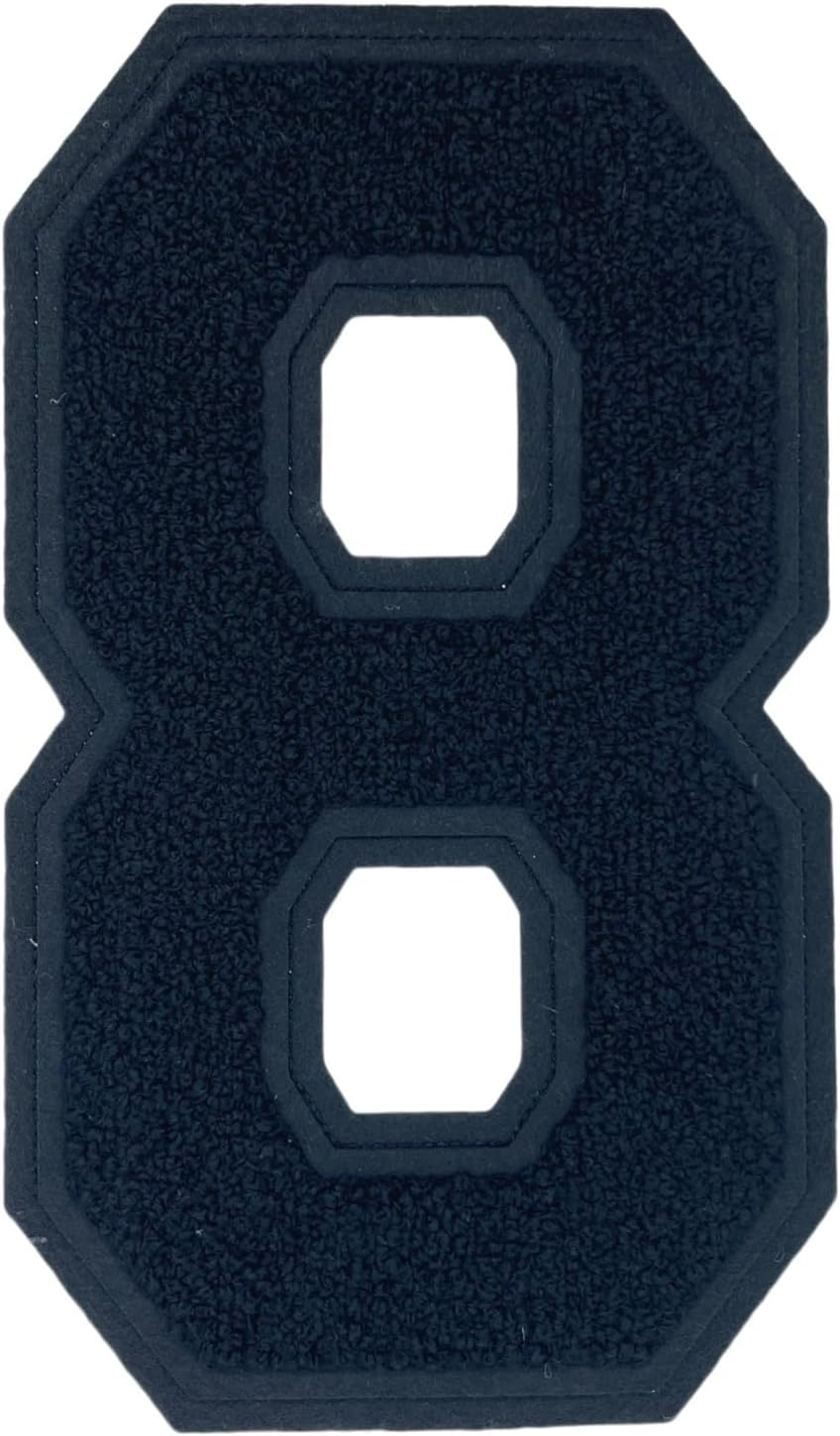 Amazon.com: 1 Pcs 8.0" Black Chenille Number Patches, Iron On or Sew On ...