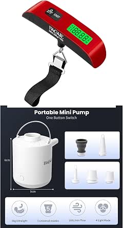 Amazon.com | BAGAIL Digital Luggage Scale & Portable Vacuum Pump with ...