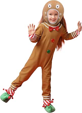 Amazon.com: Fourluoo Gingerbread Man Costume for Kids Christmas Home ...