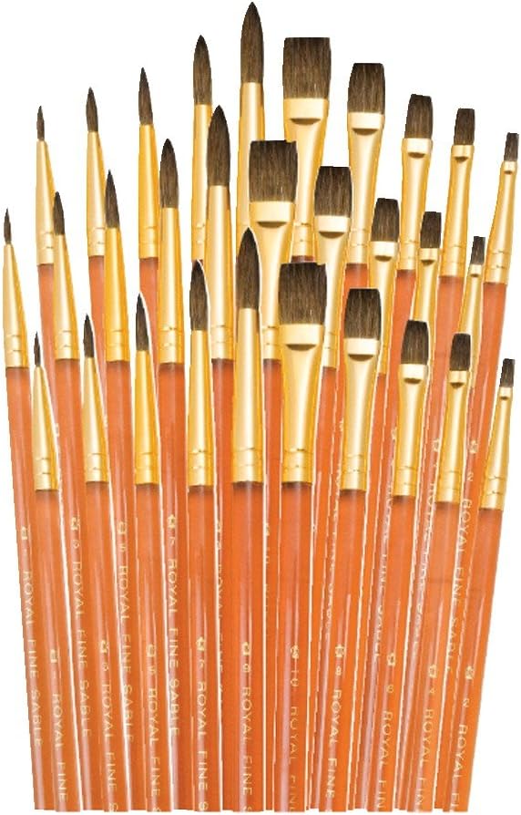 Amazon.com: Royal Brush Soft Natural Hair Acrylic Handle Brushes, Set of 30