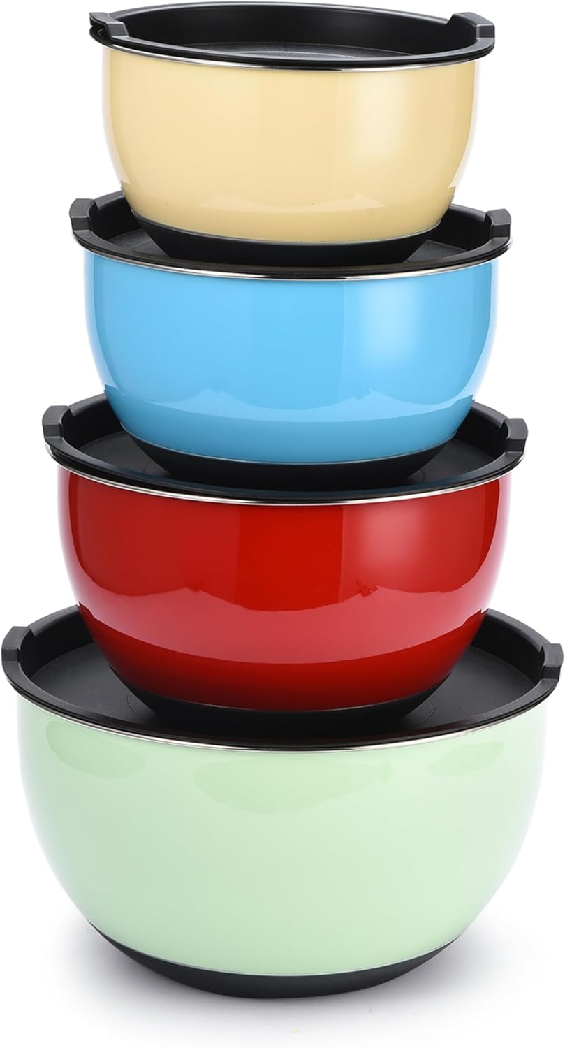 Amazon.com: Bruntmor Double Wall Stainless Steel Mixing Bowls with ...