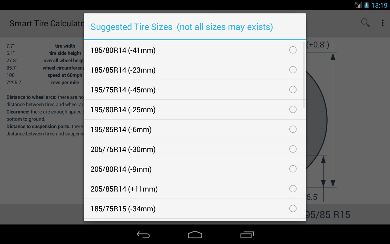 Smart Tire Size Calculator - App on Amazon Appstore