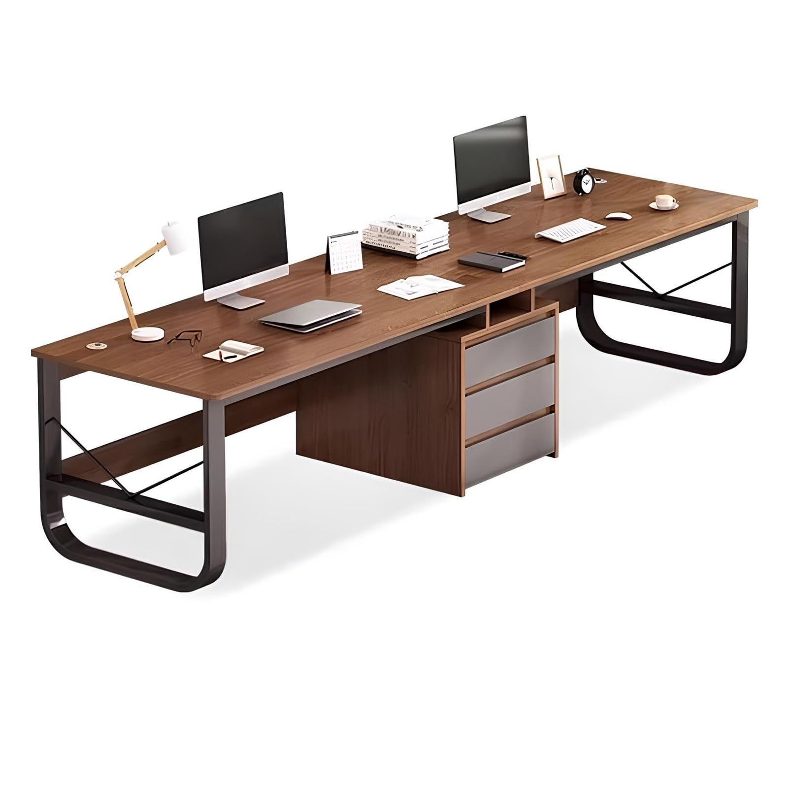 HCBHG 2 Person Long Computer Desk, Double Workstation Desk with Drawers ...