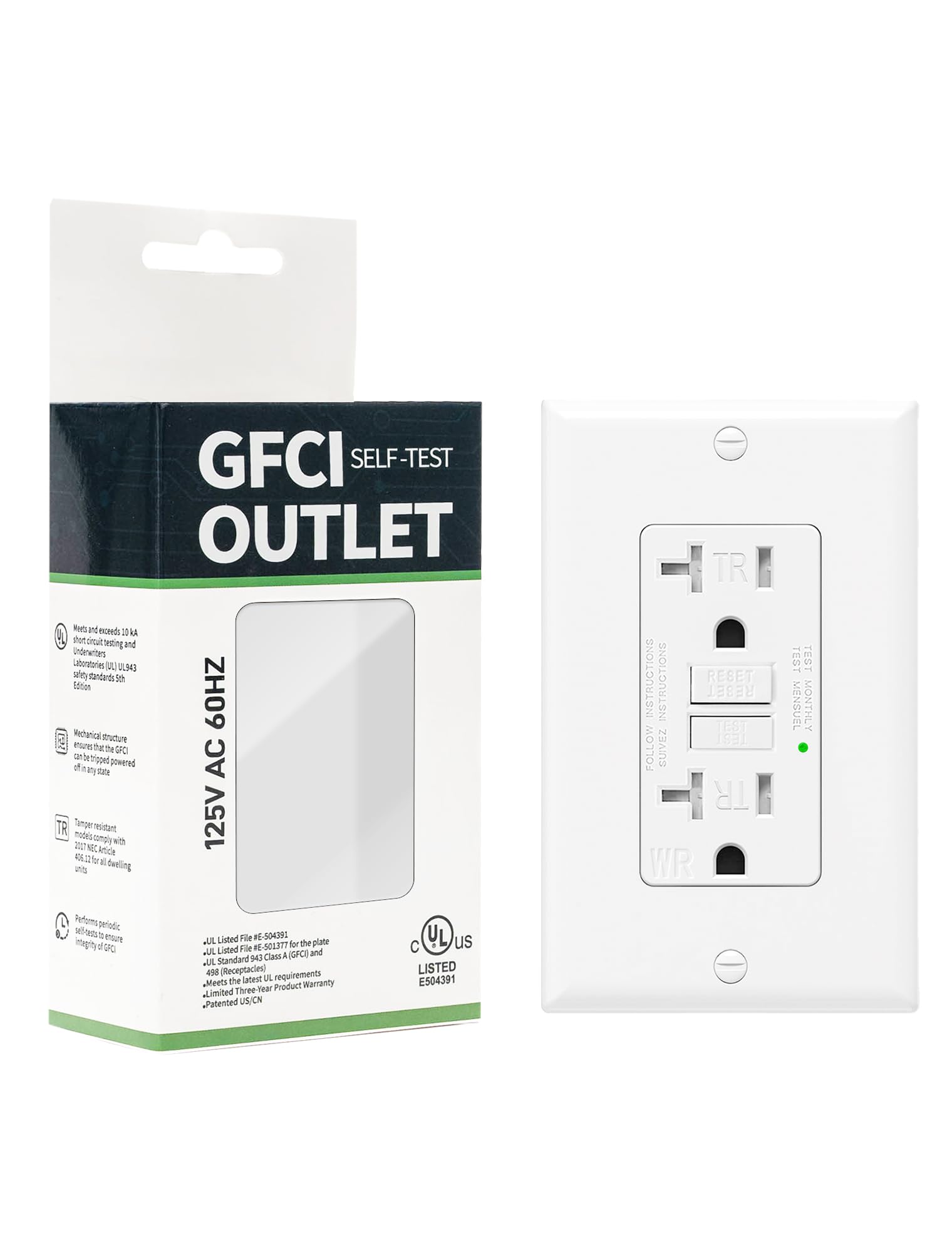 20 Amp Gfci Single Outlet 20 Amp SmartlockPro® GFCI Receptacle/Outlet