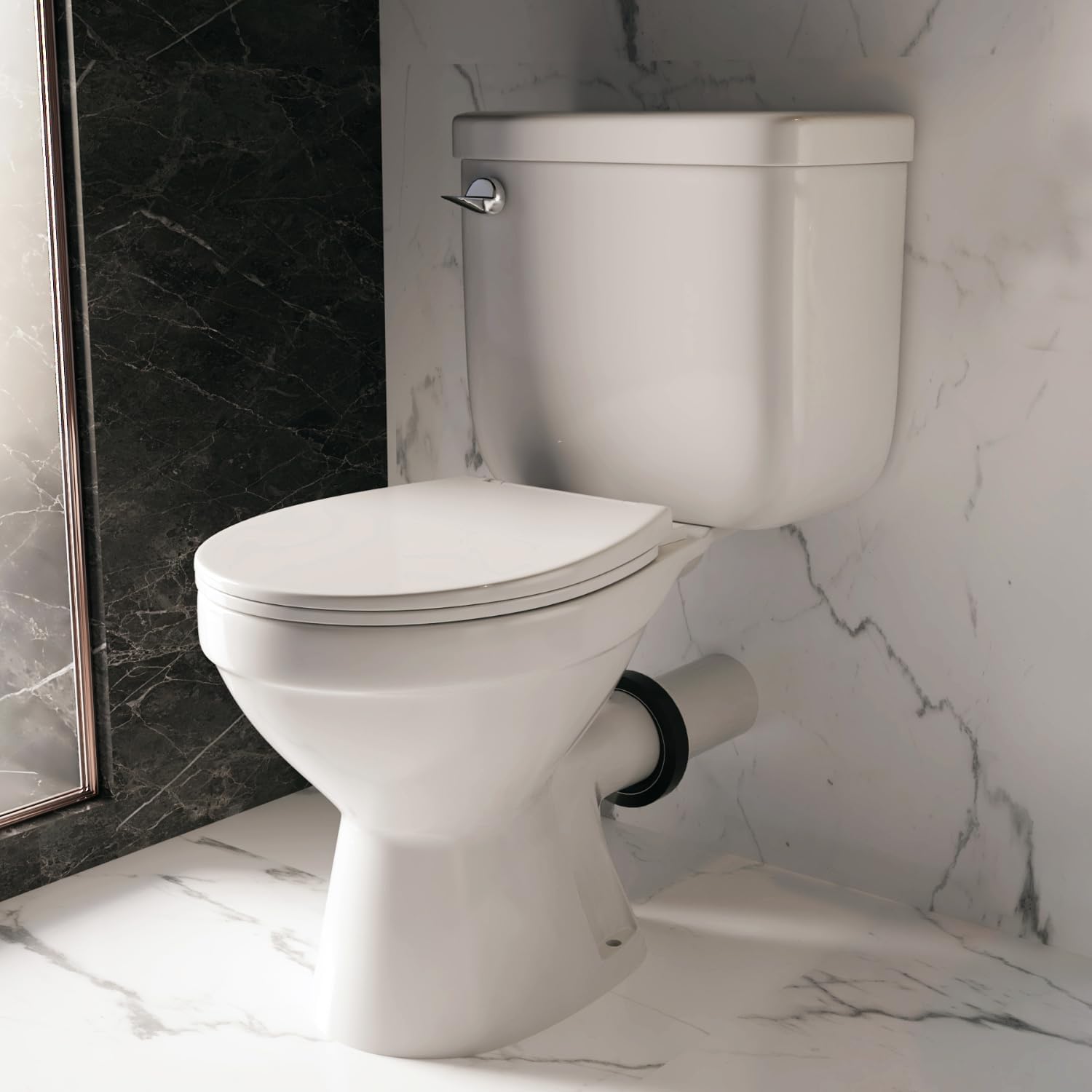 Compact 16.5” Two-Piece Rear Outlet Toilet, Extra Two Types Extension ...
