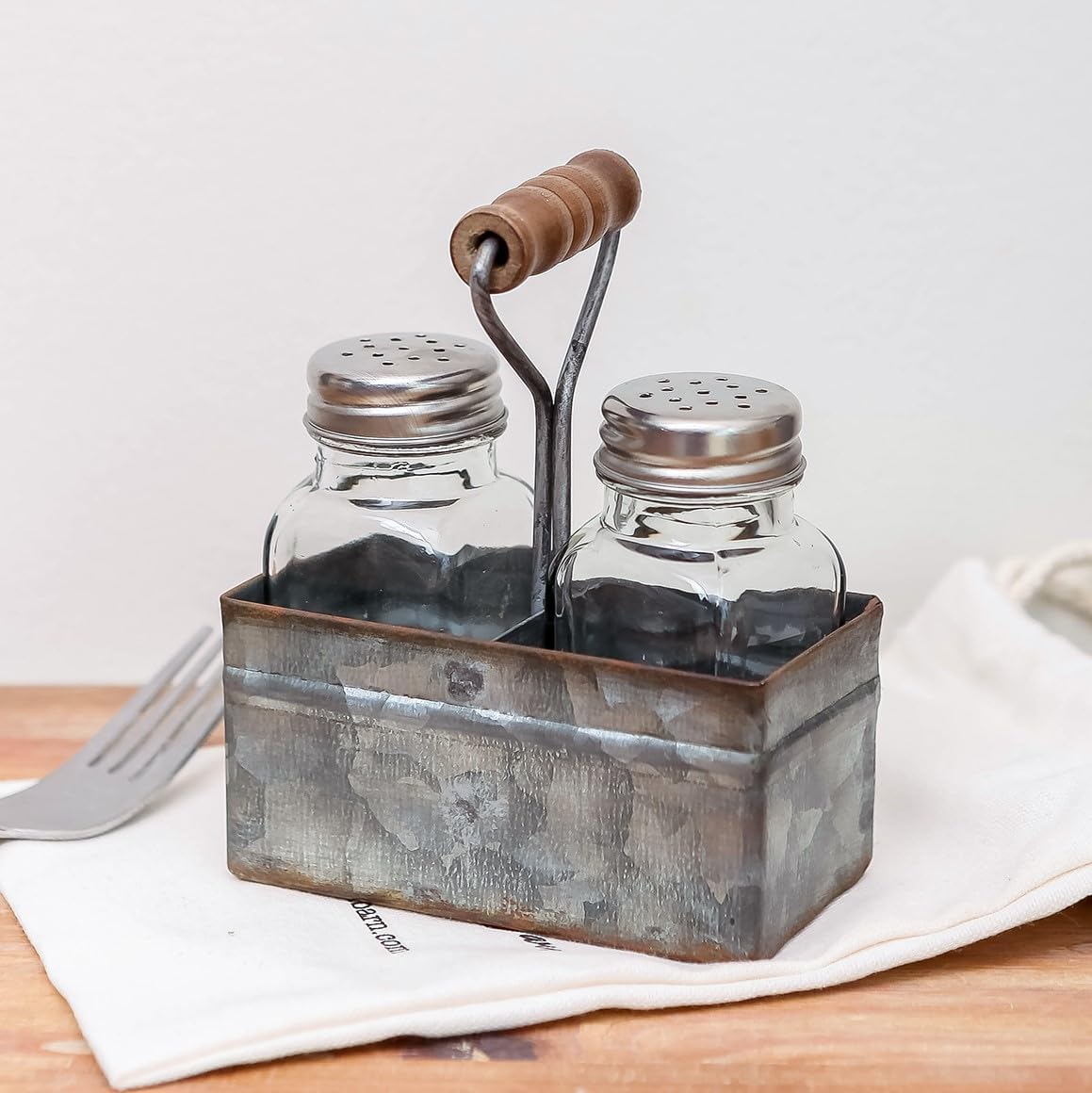 Amazon.com: Synovana Salt and Pepper Shakers Set with Holder, Rustic ...