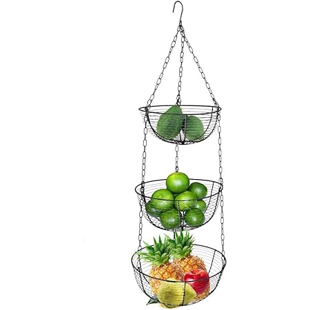 Chrome Plated 3 Tier Hanging Vegetable Fruit Rack Storage Hanging ...
