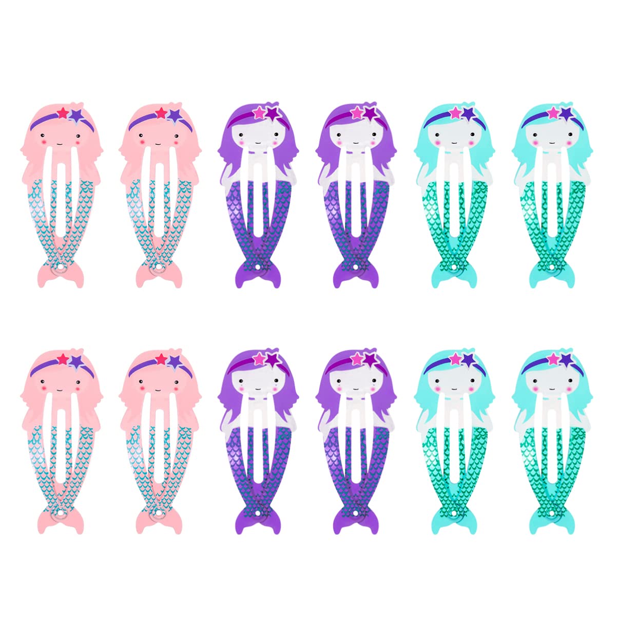 Amazon.com : FRCOLOR 12 Pieces Mermaid Hair Clips Colourful Metal Snap ...