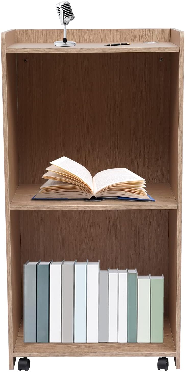Amazon.com: Ficwzw Wooden Podium with Wheels, Mobile Classroom Lecture ...