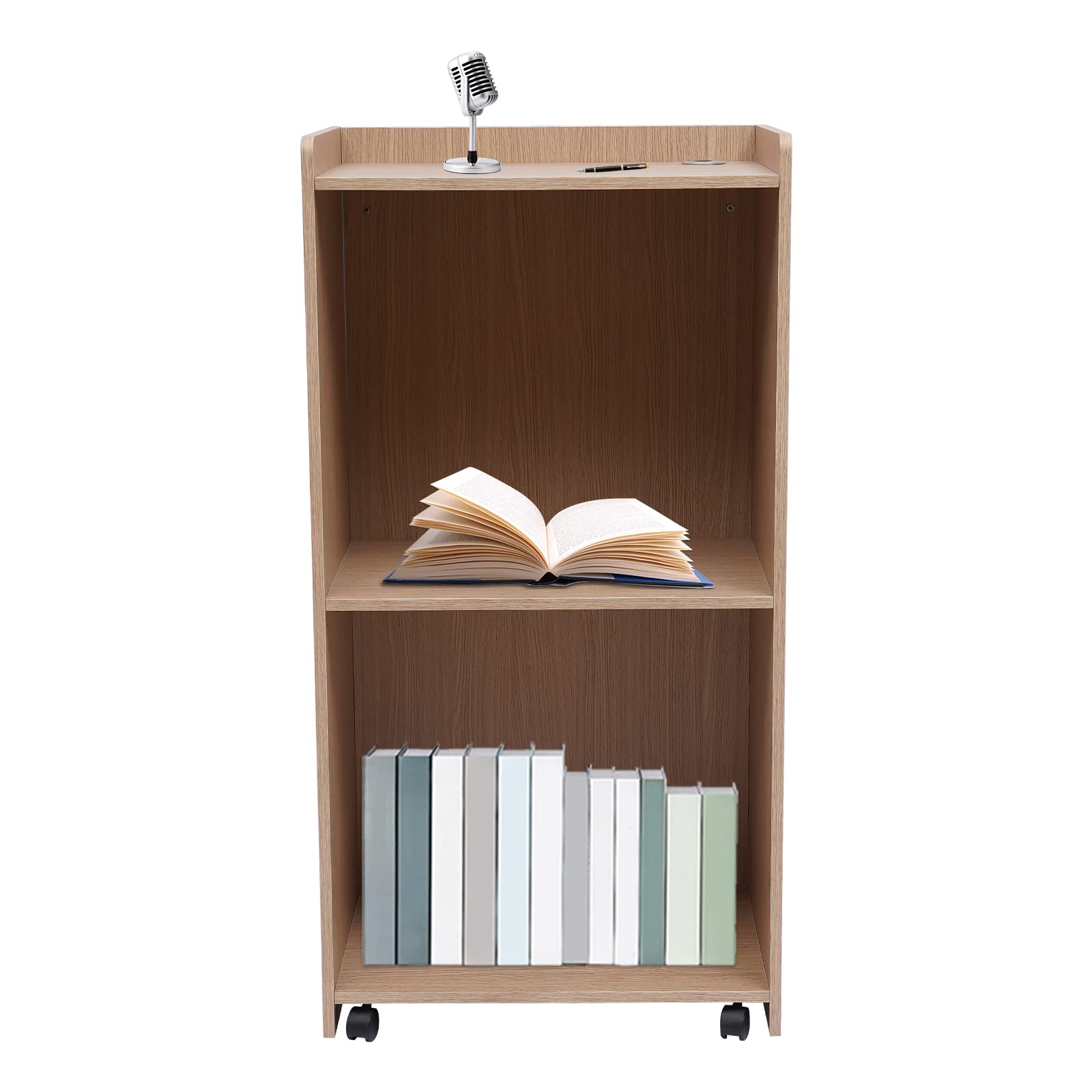 Amazon.com: Ficwzw Wooden Podium with Wheels, Mobile Classroom Lecture ...