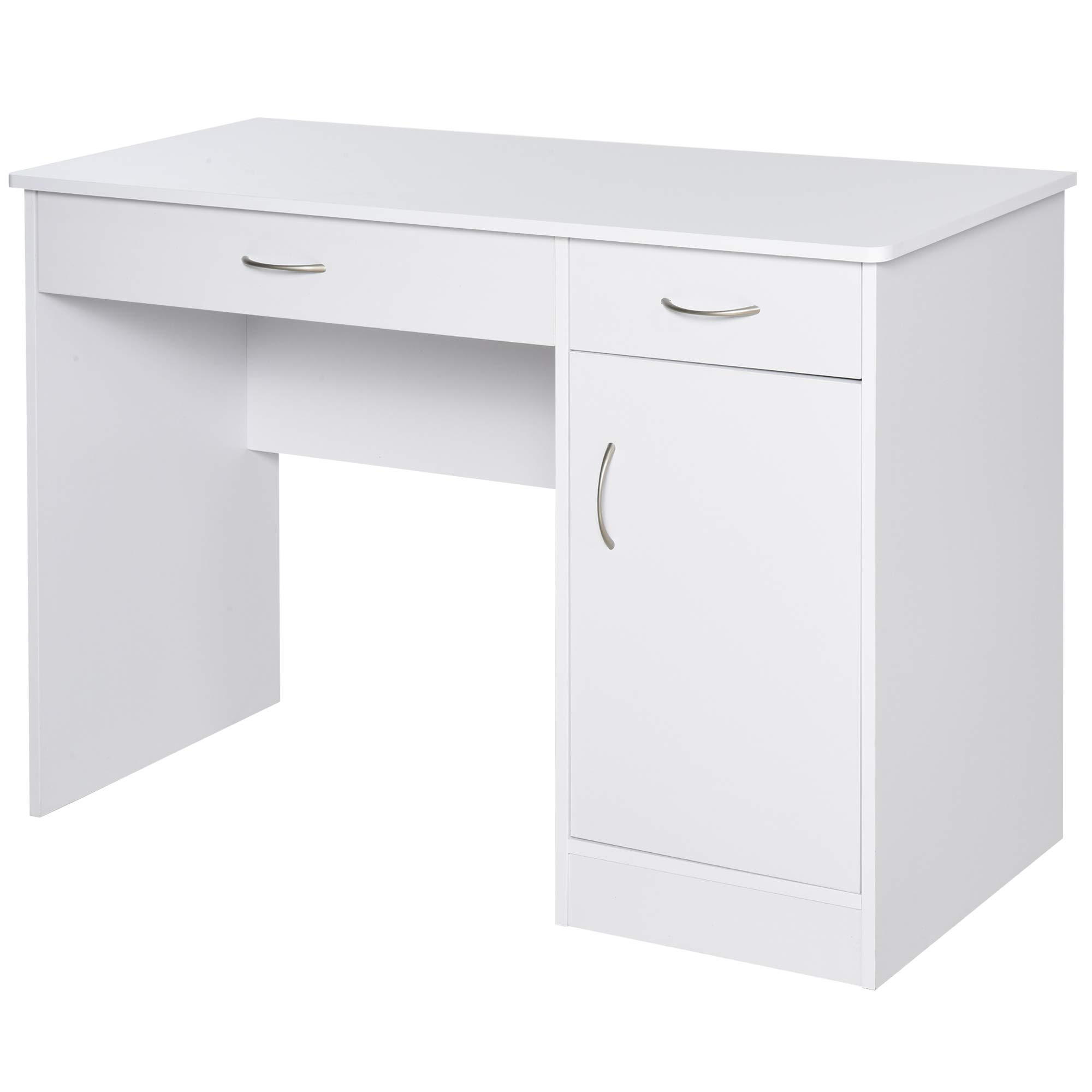 HOMCOM Computer Desk with Storage Drawers, Study Writing Table with ...