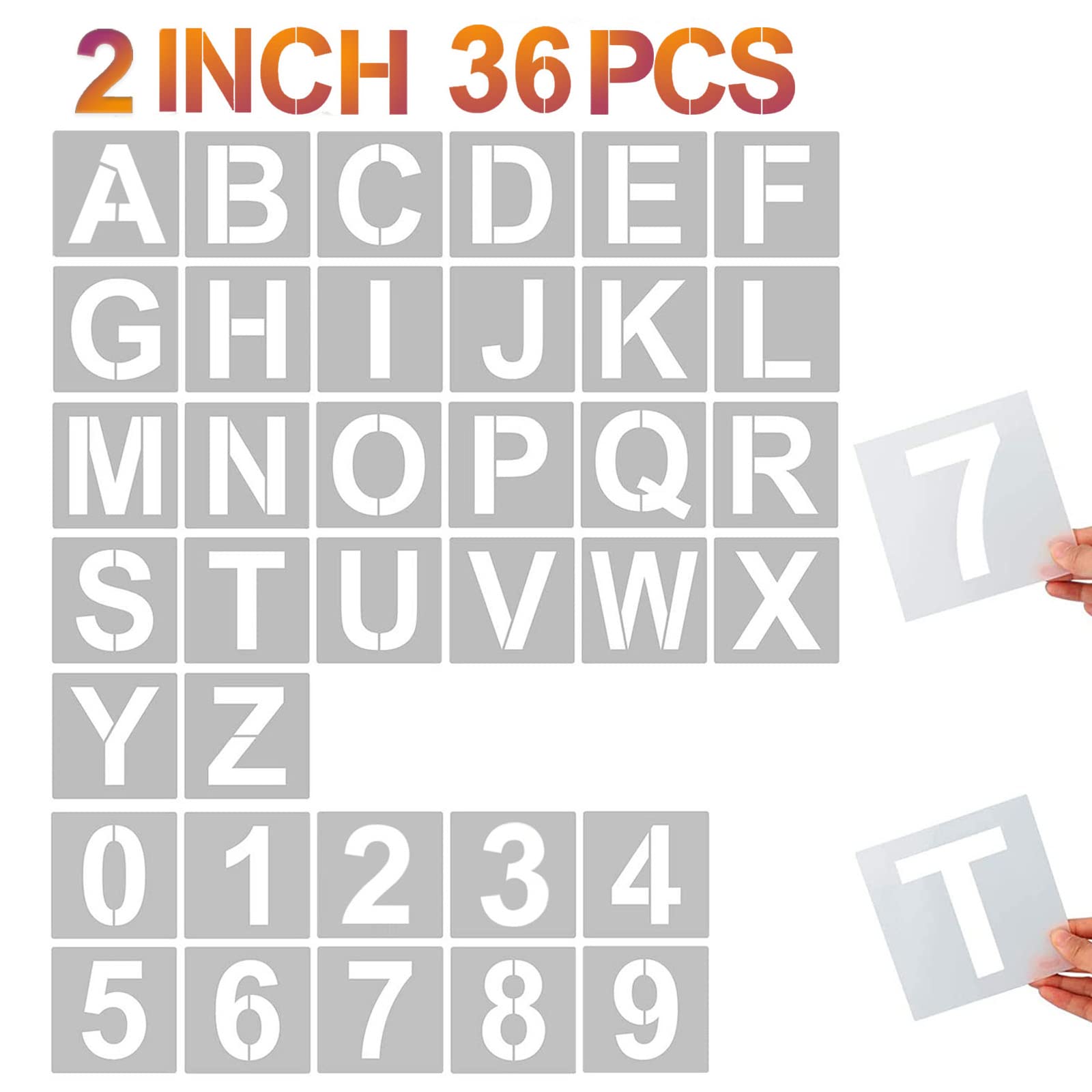 Snapklik.com : 2 Inch Letter Stencils And Numbers, 36 Pcs Alphabet Art ...