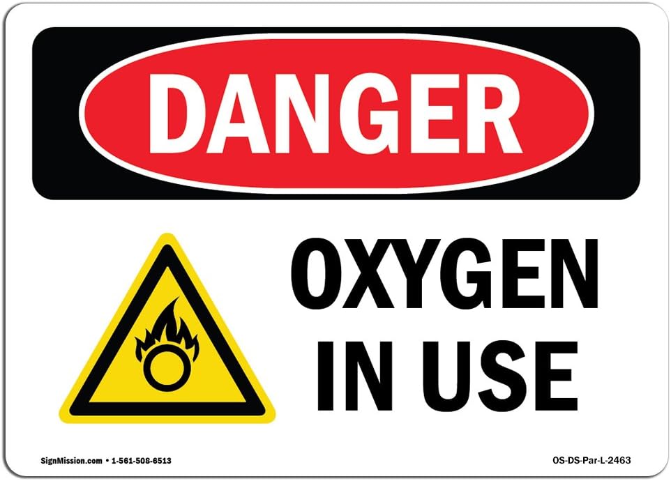 Amazon.com: OSHA Notice Signs - Oxygen in Use Sign with Symbol ...