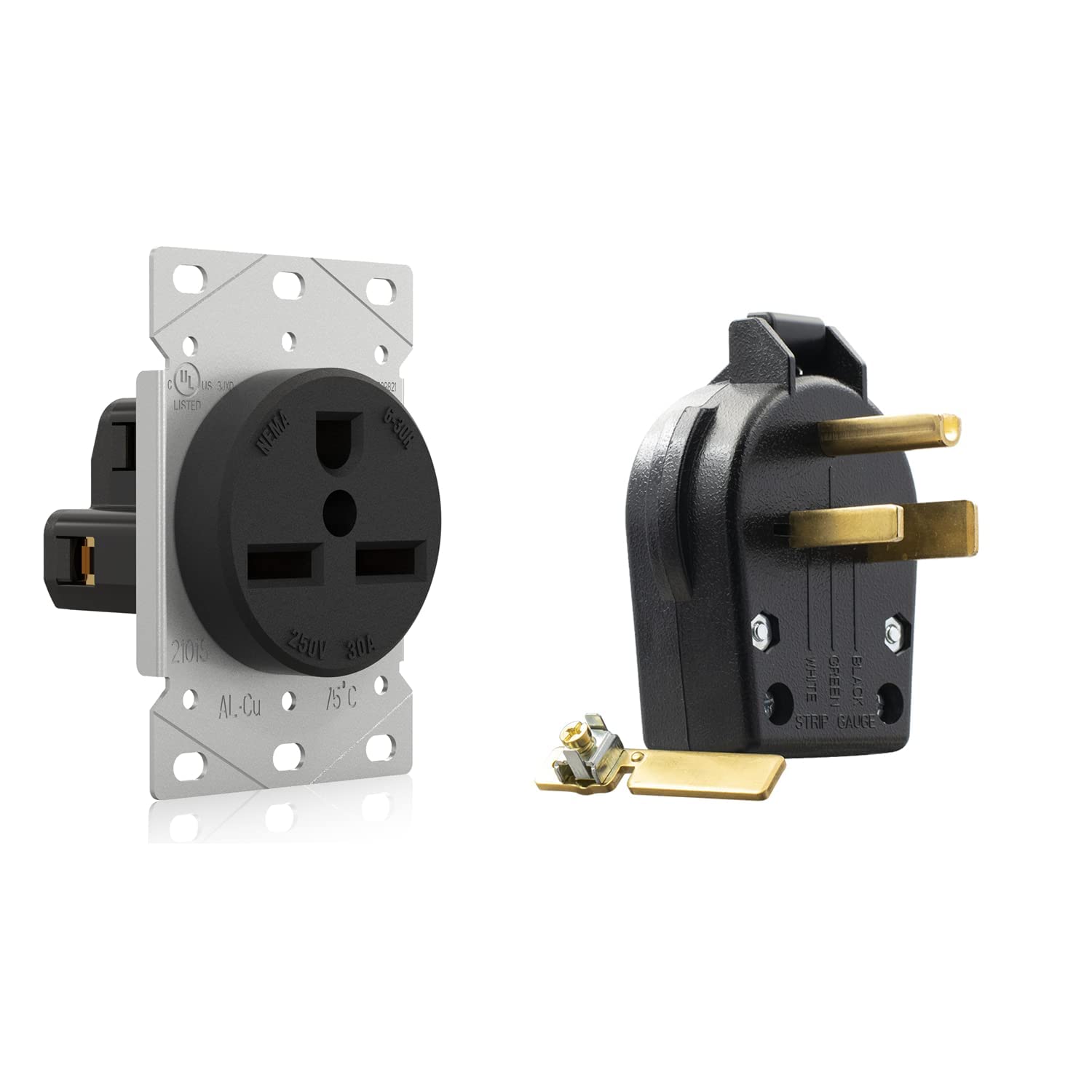 ELEGRP 30 Amps 250V Flush Mounting Power Receptacle, NEMA 6-30R ...