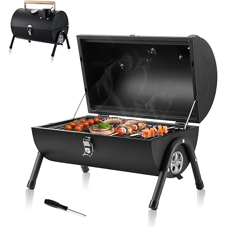 Amazon.com: Portable Charcoal Grill, HaSteeL Small Folding Outdoor Grill, Mini Black Barbecue ...