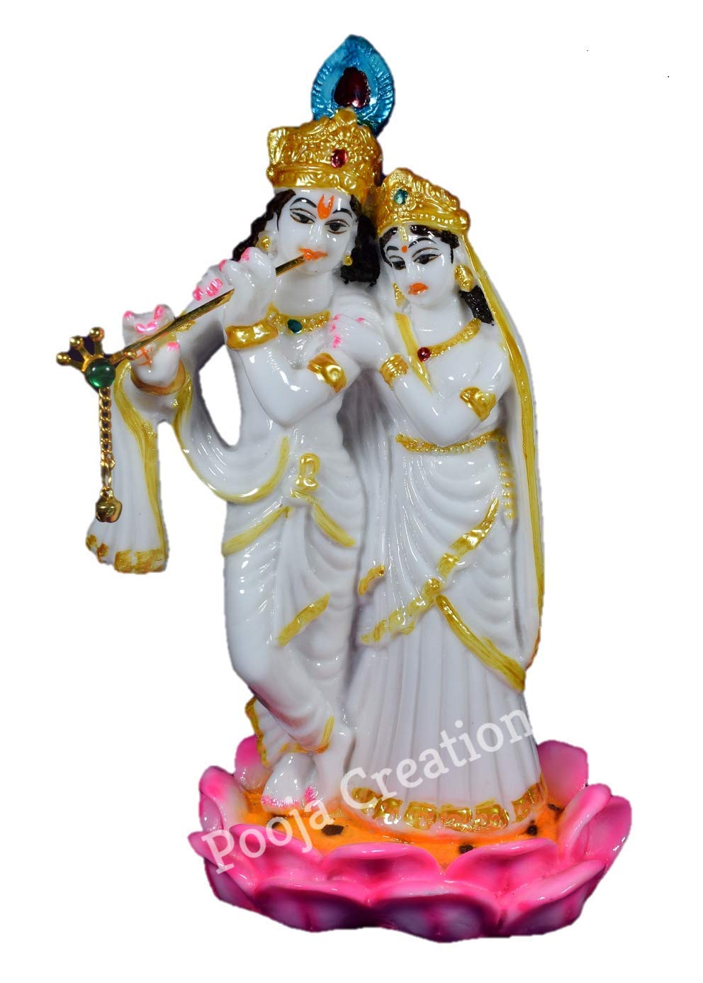 Buy Pooja Creation Home Decor Polyresin Radha Krishna Idol Radha ...