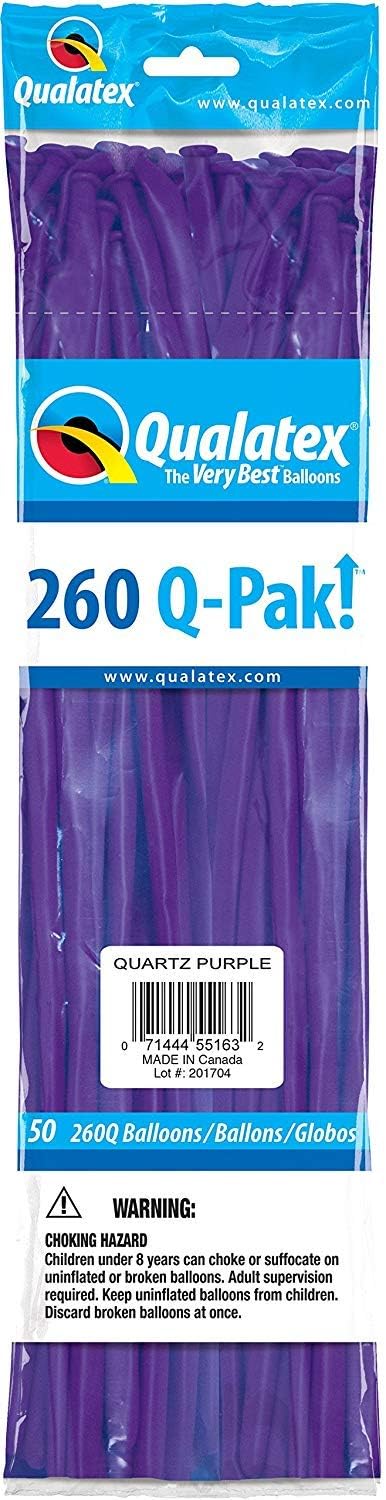 Amazon.com: Qualatex Q-Pak 260Q Quartz Purple Modelling Balloons (50 ...