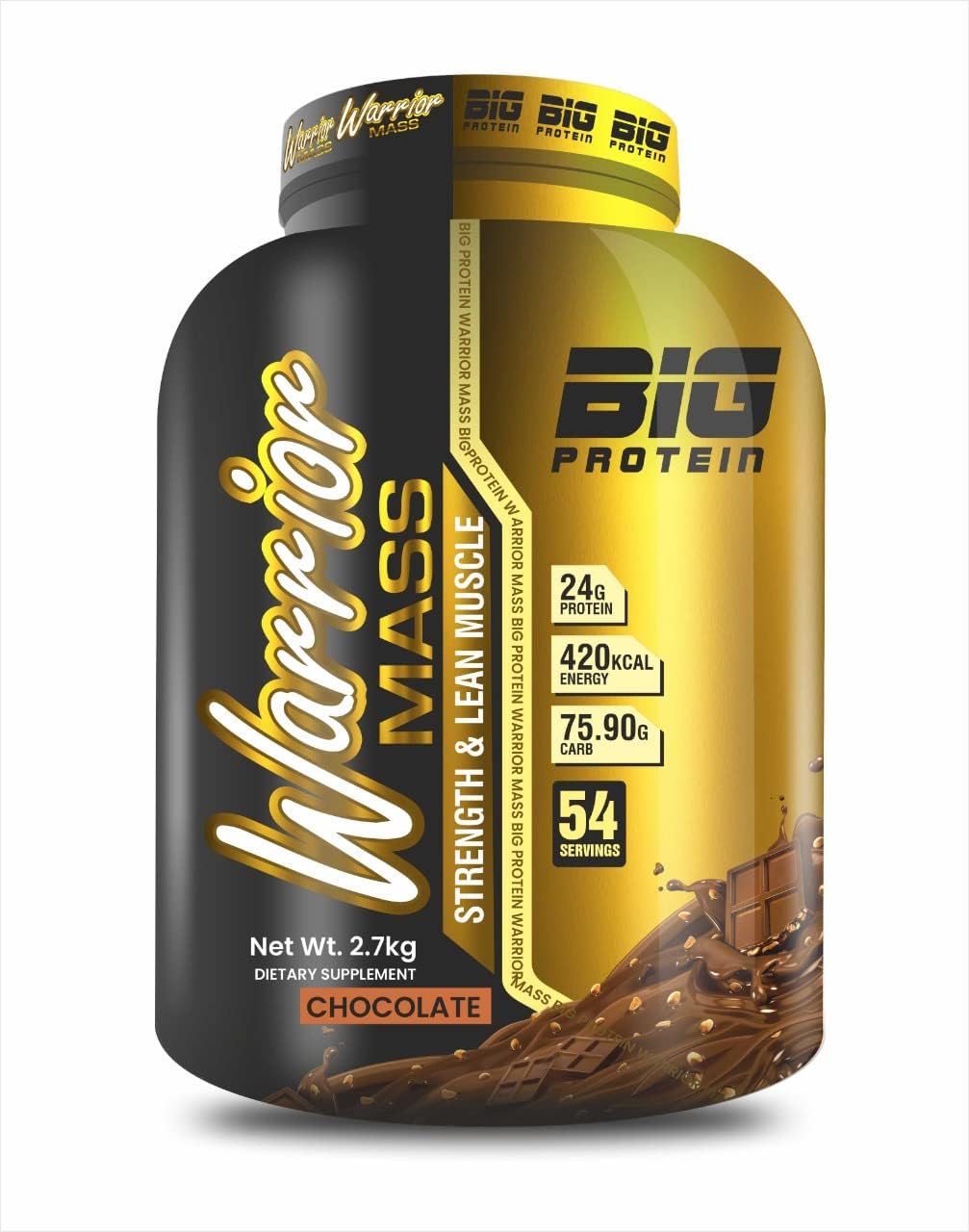 BIG PROTEIN 100% Warrior Mass Powder 2.7kg, 24gm Protein, 75.90g Carbs, 420 Kcal energy, 54 ...
