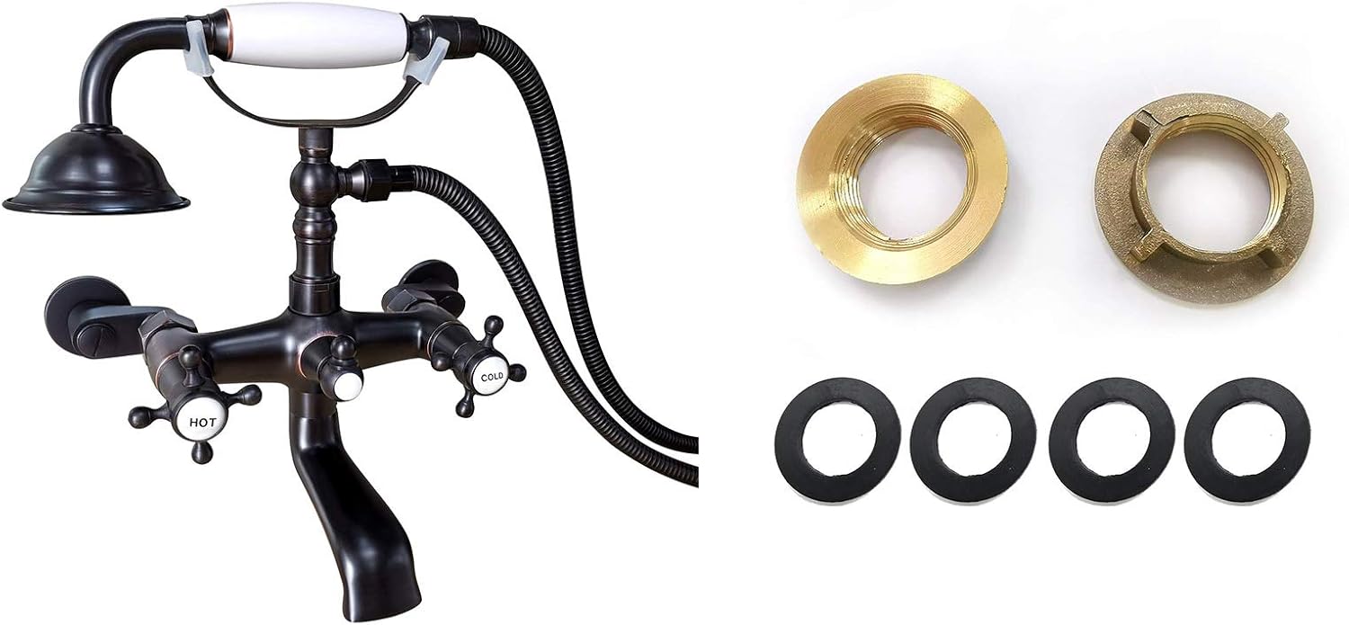 Clawfoot Bathtub Faucet Wall Mount with Hand Held Shower Faucet Set Oil ...