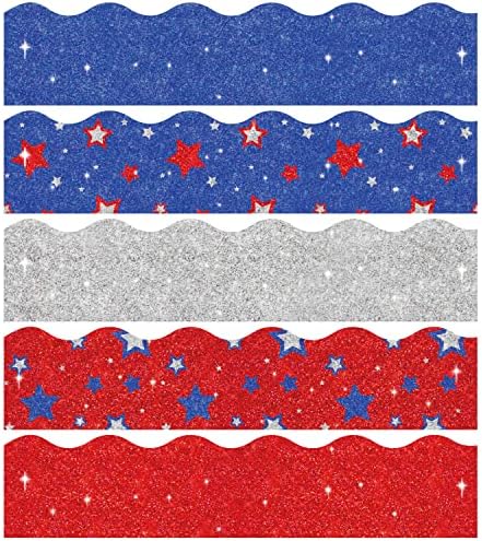 Amazon.com: Quera 50 Pieces 4th of July Glitter Bulletin Board Borders ...