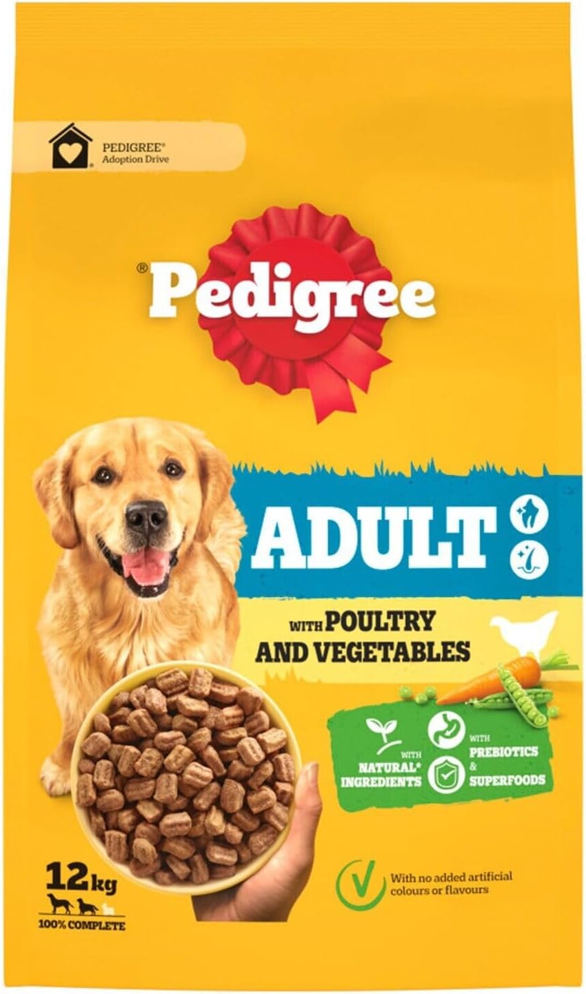 Pedigree Adult Dry Dog Food With Poultry And Vegetables 12kg : Amazon.co.uk: Pet Supplies