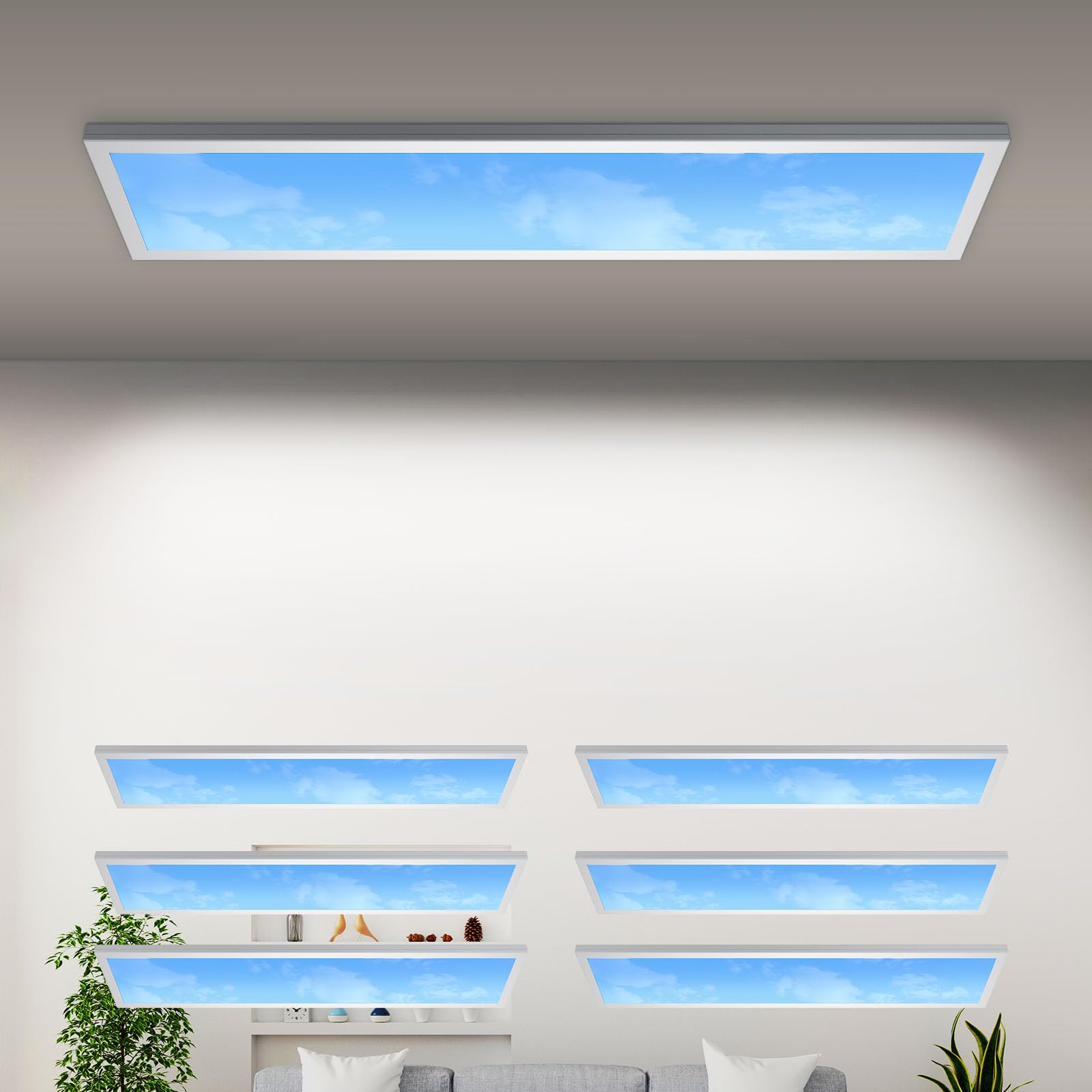 1x4 LED Sky Panel Light Surface Mount-Triac Dimming 3CCT 3000K/4000K ...