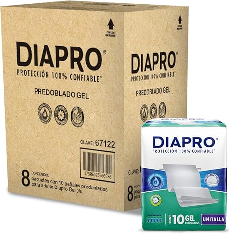 Diapro Pañal Gel Predoblado para Incontinencia, Unitalla, 80 Pañales ...