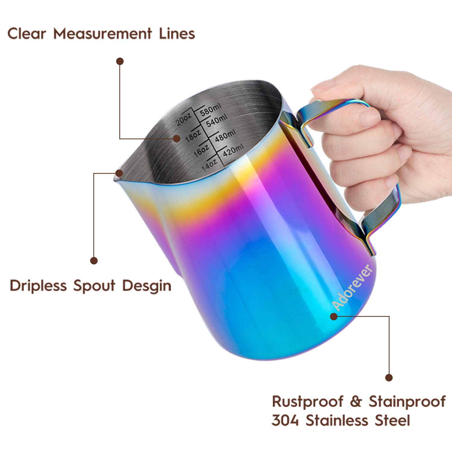 Snapklik.com : Milk Frothing Pitcher Colorful 600ml (20oz) Steaming ...