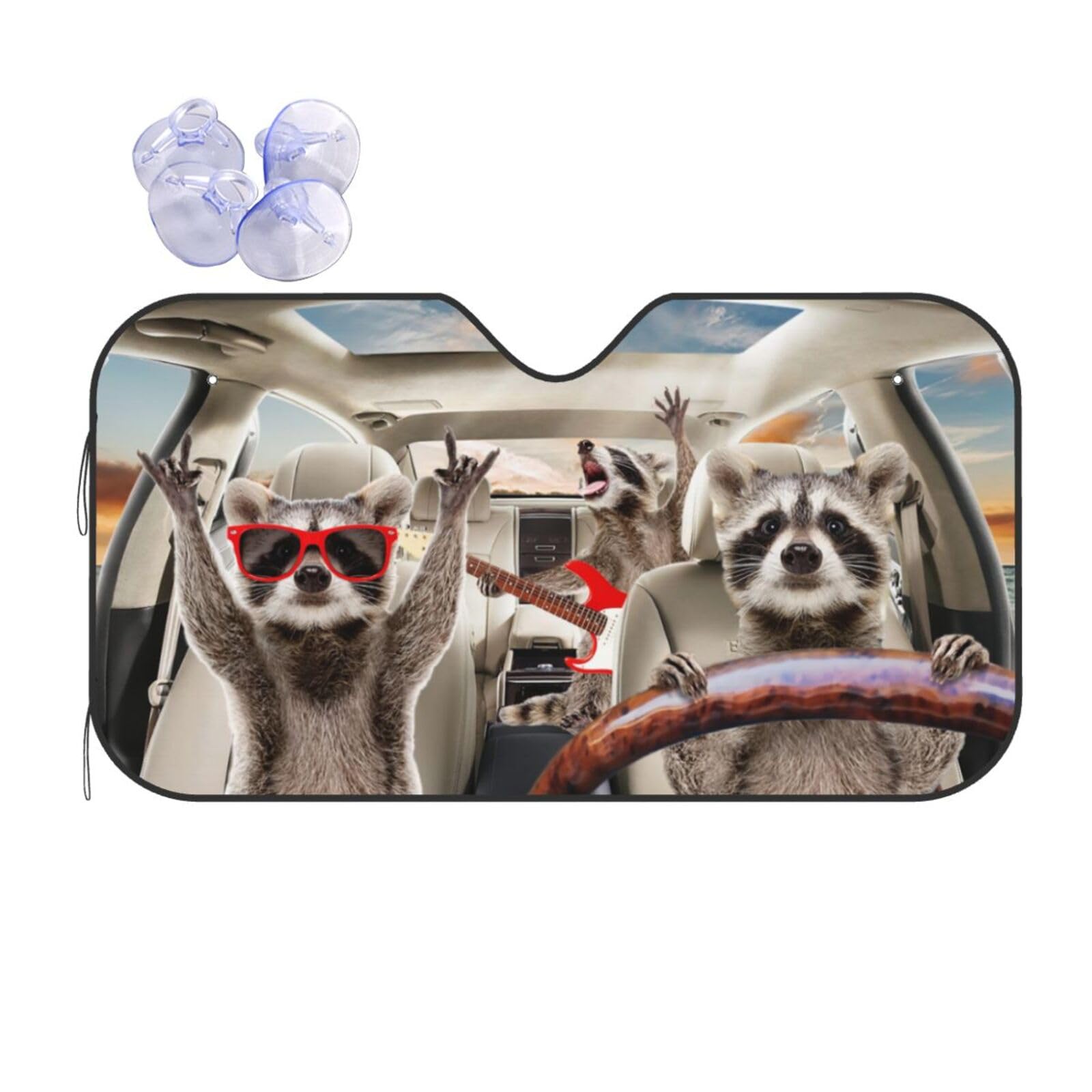 Amazon.com: Raccoon Cute Funny Windshield Sun Shade, Car Front Window ...