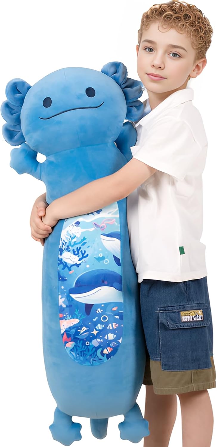 Amazon.com: HAIJUNYA 36 inch Long Axolotl Plush Body Pillow, Giant Cute ...