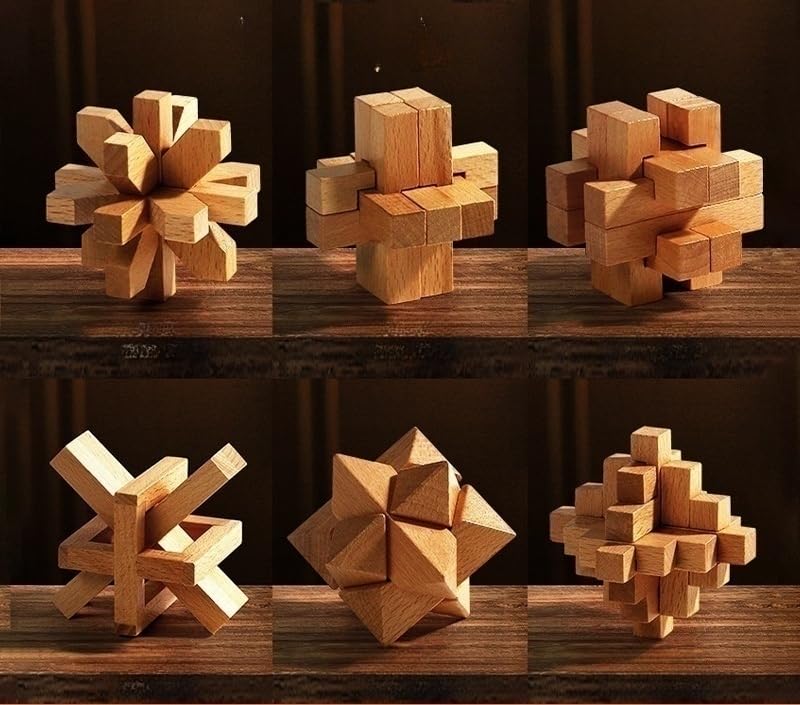 Amazon.com: Chinese Luban Lock Puzzle Set: Beech Wood Construction ...