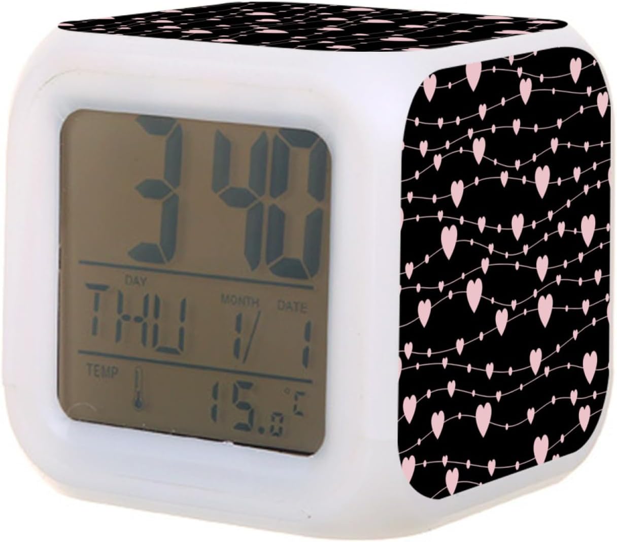 Amazon.com: Digital Alarm Clock,Pink Hearts 7 Color Change LED Digital ...