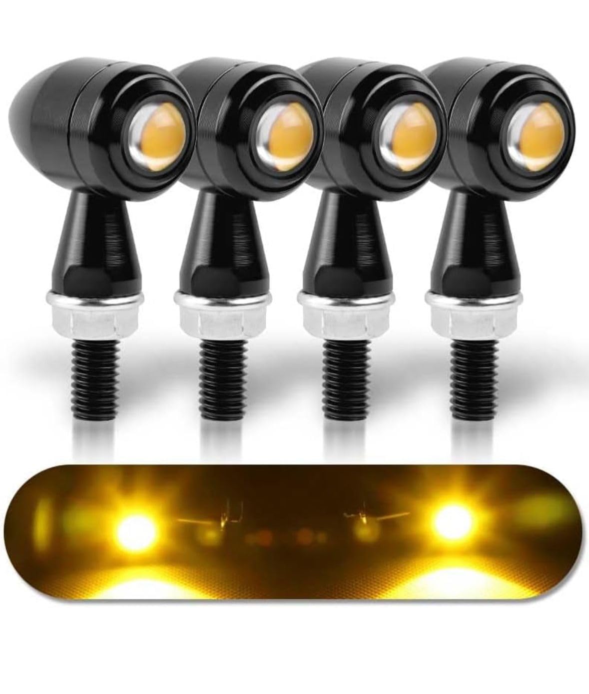 AUTO MT Mini Metal Bullet Turn Signals LED Blinkers Lights Universal ...