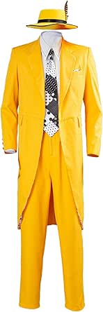 Amazon.com: Men's Jim Carrey The Mask Cosplay Costume Yellow Full Sets ...