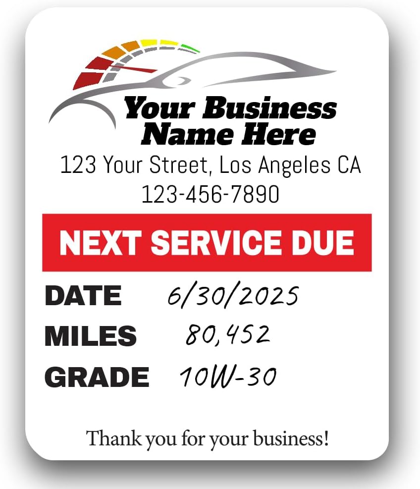 Amazon.com - Custom Oil Change Stickers Your Logo - Personalized ...